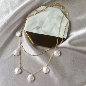 Jewelry | Freshwater Pearl Disc Layered Gold Necklace | Poshmark